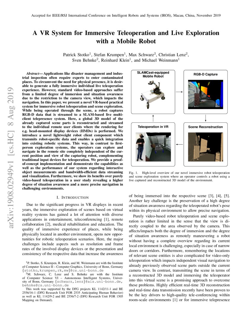 A VR System for Immersive Teleoperation and Live Exploration with a ...