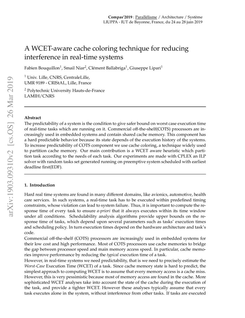 A WCET-aware cache coloring technique for reducing interference in real-time systems | DeepAI