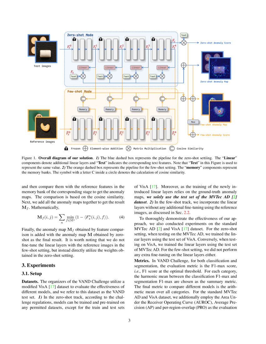 A Zero Few Shot Anomaly Classification And Segmentation Method For Cvpr 2023 Vand Workshop