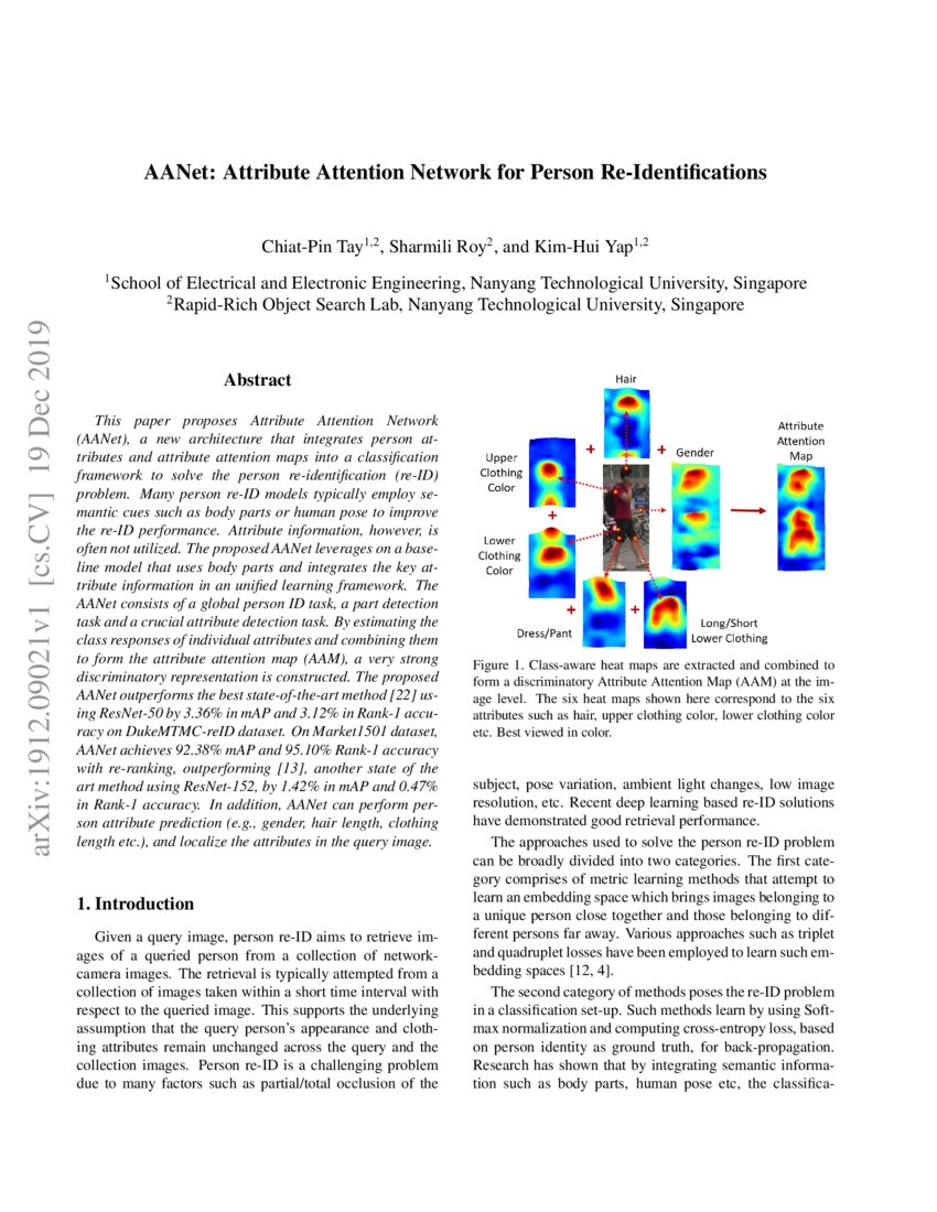 AANet: Attribute Attention Network for Person Re-Identifications | DeepAI