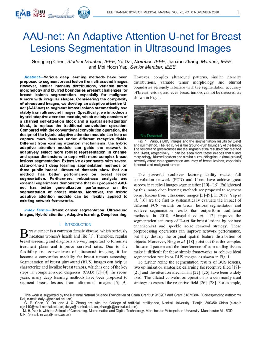 AAU-net: An Adaptive Attention U-net for Breast Lesions Segmentation in Ultrasound Images | DeepAI