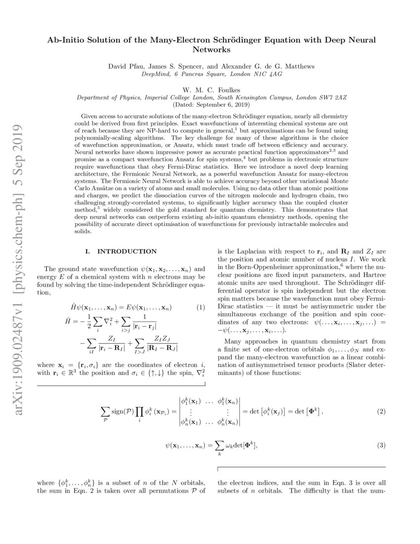 Ab-Initio Solution of the Many-Electron Schrödinger Equation with Deep ...