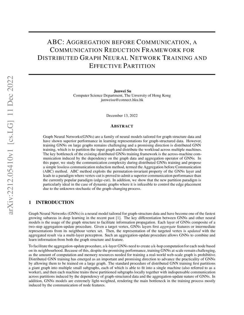 ABC: Aggregation before Communication, a Communication Reduction Framework for Distributed Graph ...