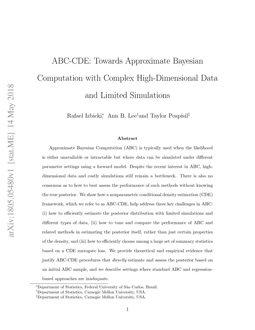Abc Cde Towards Approximate Bayesian Computation With Complex High