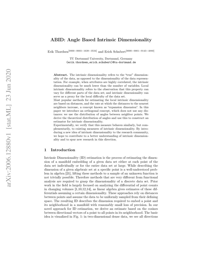 ABID: Angle Based Intrinsic Dimensionality | DeepAI