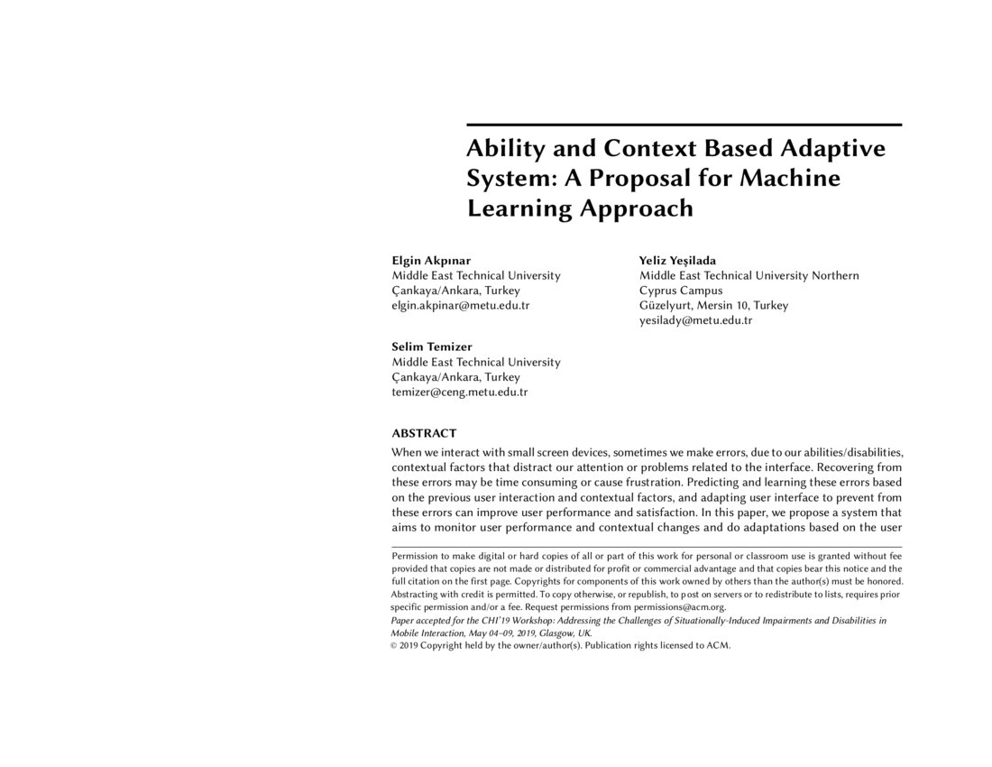 Ability And Context Based Adaptive System A Proposal For Machine Learning Approach Deepai 