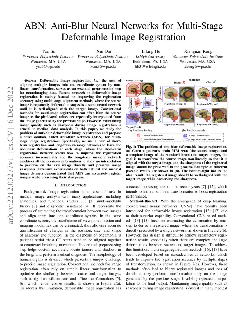 Abn Anti Blur Neural Networks For Multi Stage Deformable Image Registration Deepai