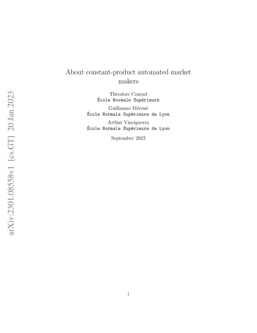 About constant-product automated market makers | DeepAI