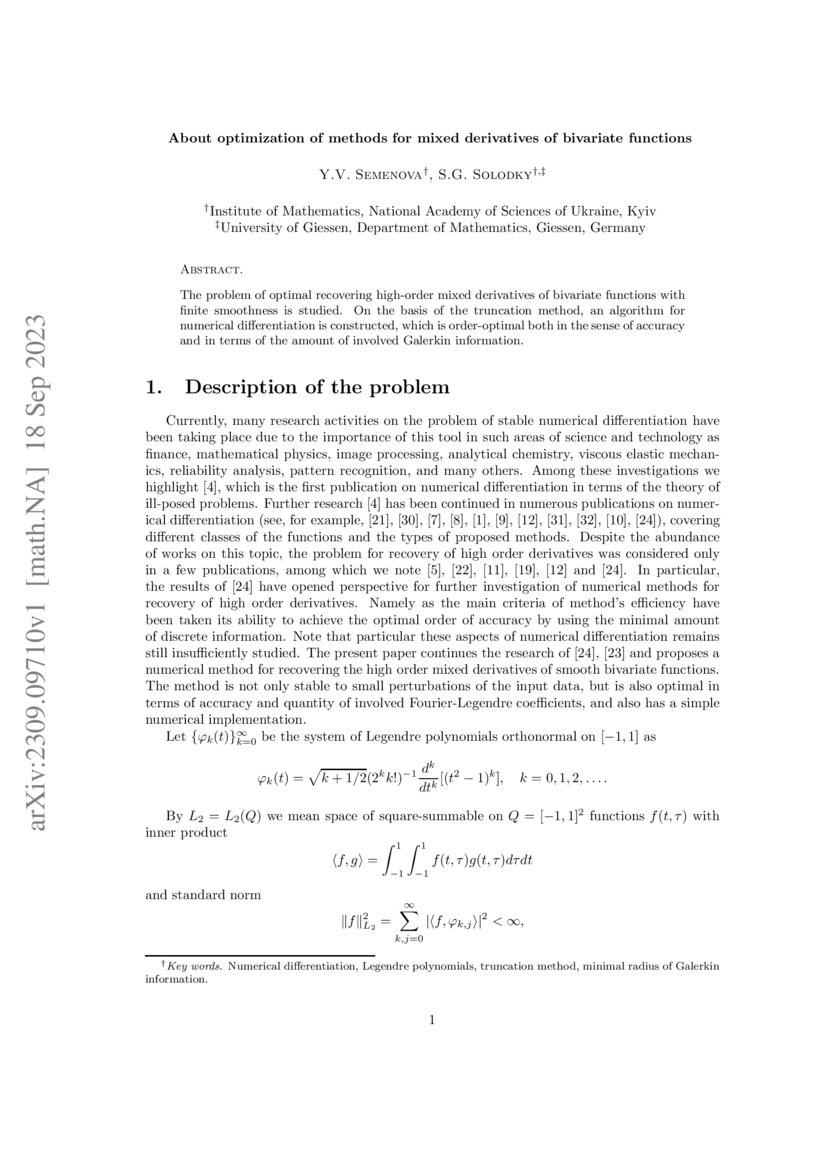 About Optimization Of Methods For Mixed Derivatives Of Bivariate