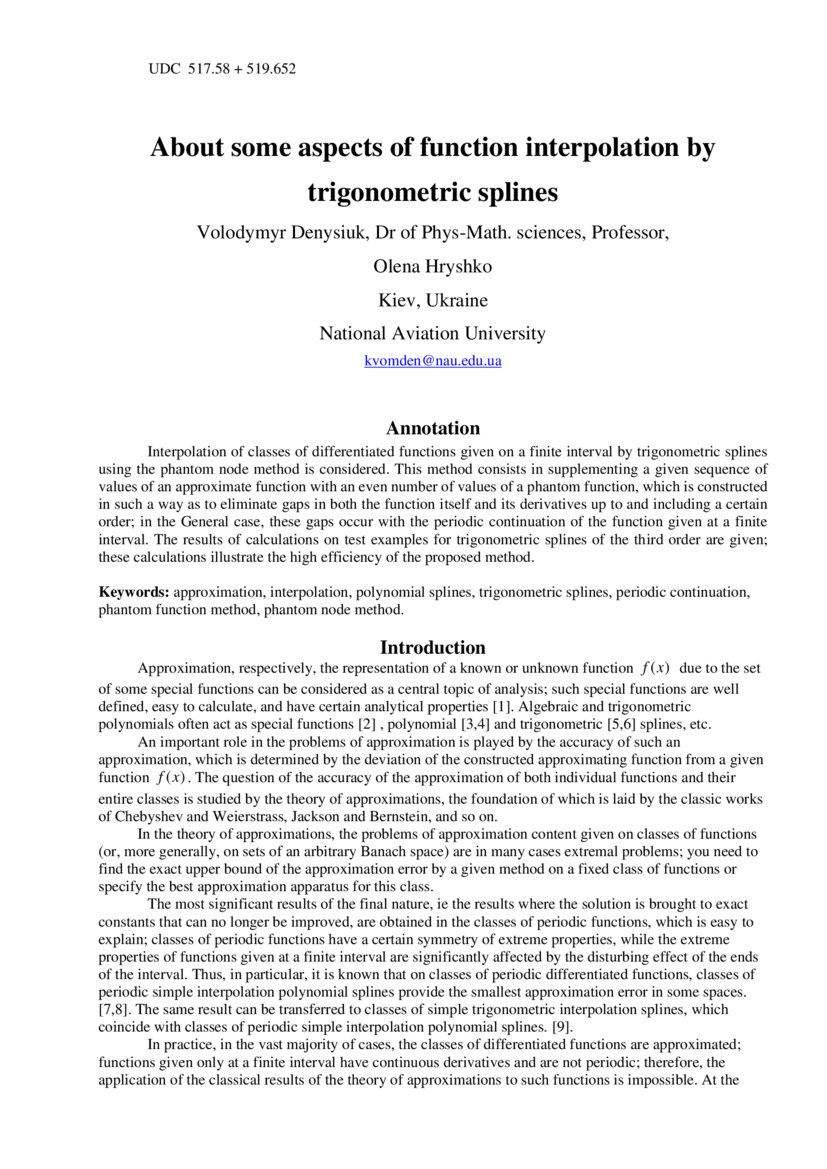 About Some Aspects Of Function Interpolation By Trigonometric Splines Deepai 