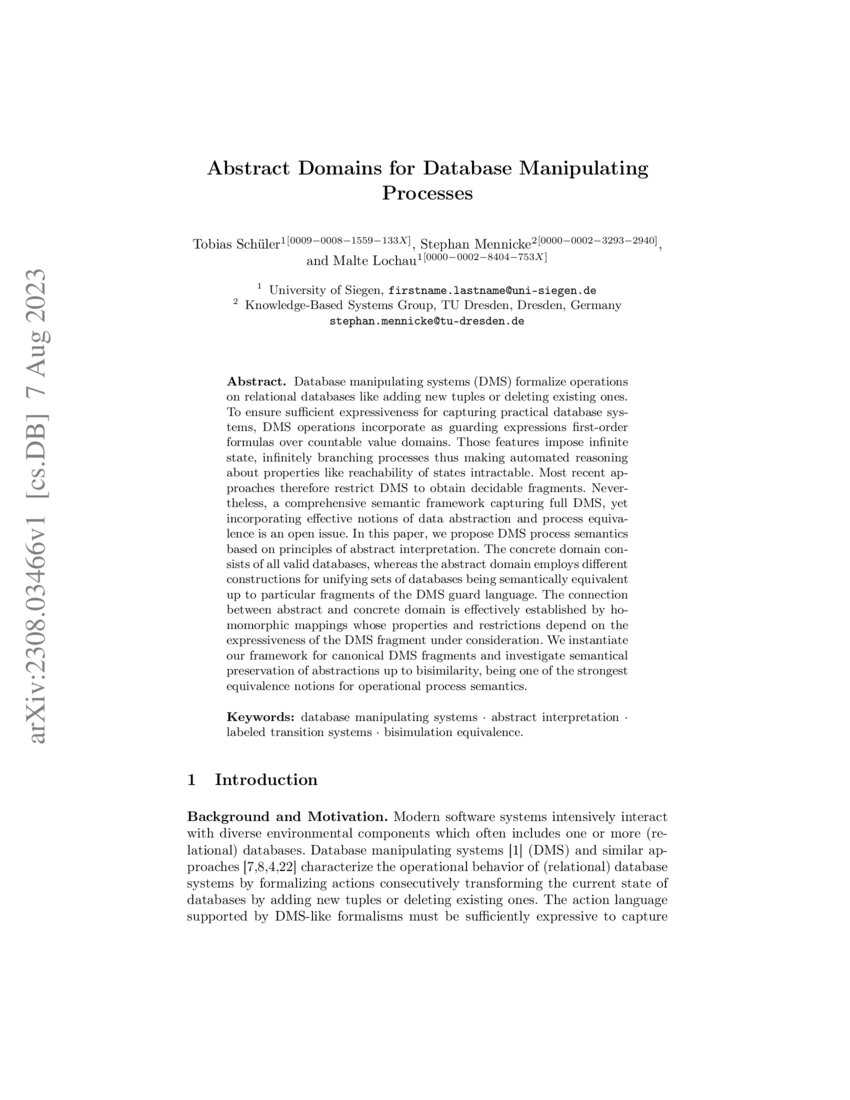 Abstract Domains For Database Manipulating Processes Deepai