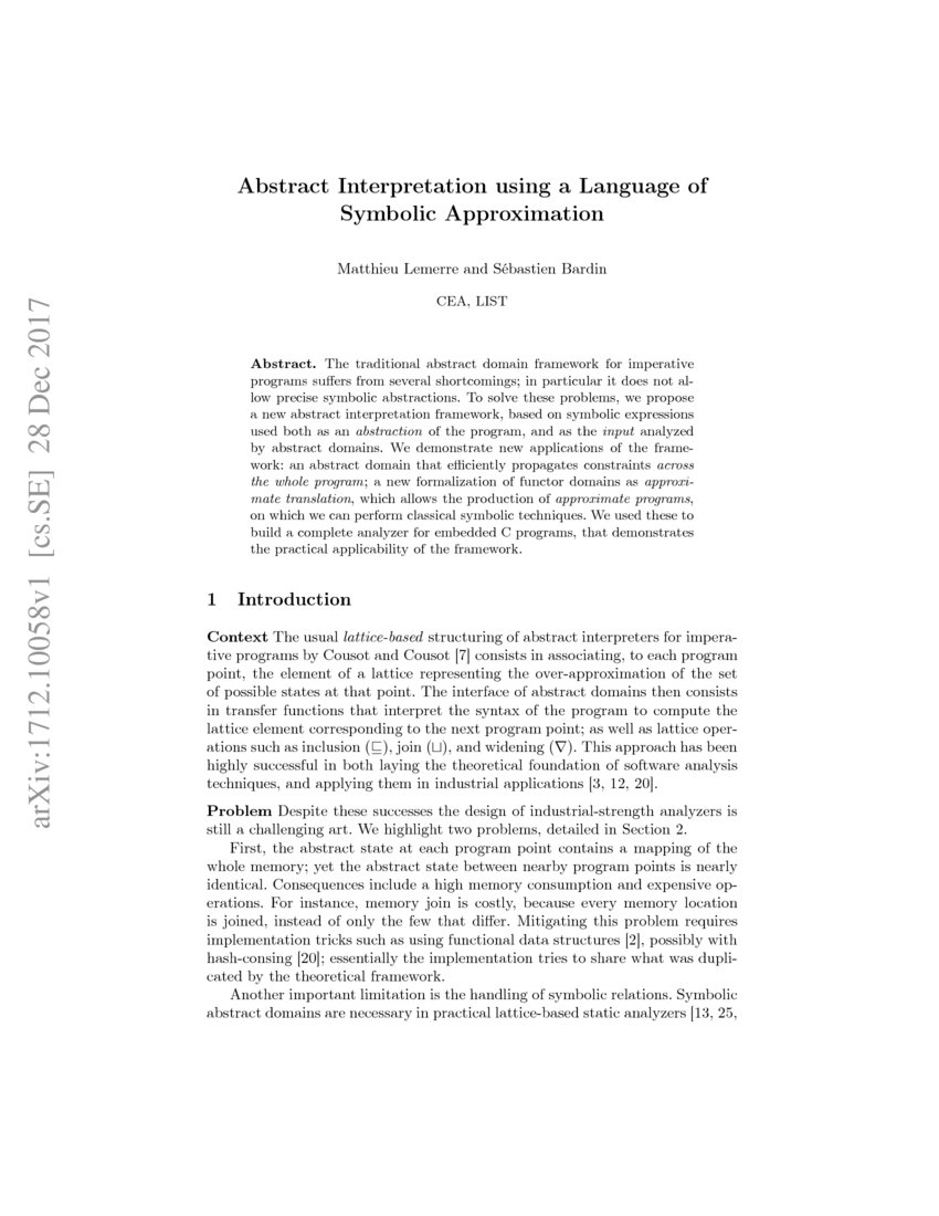 Abstract Interpretation Using A Language Of Symbolic Approximation Deepai