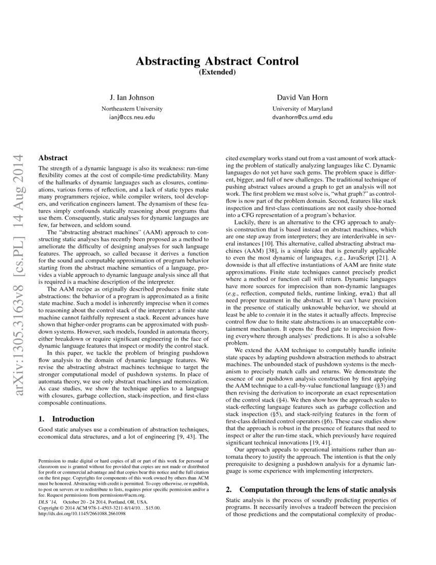 Abstracting Abstract Control (Extended) | DeepAI