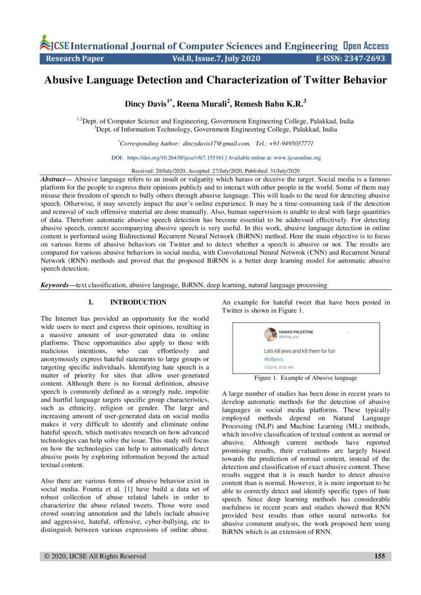 Abusive Language Detection And Characterization Of Twitter Behavior 9084