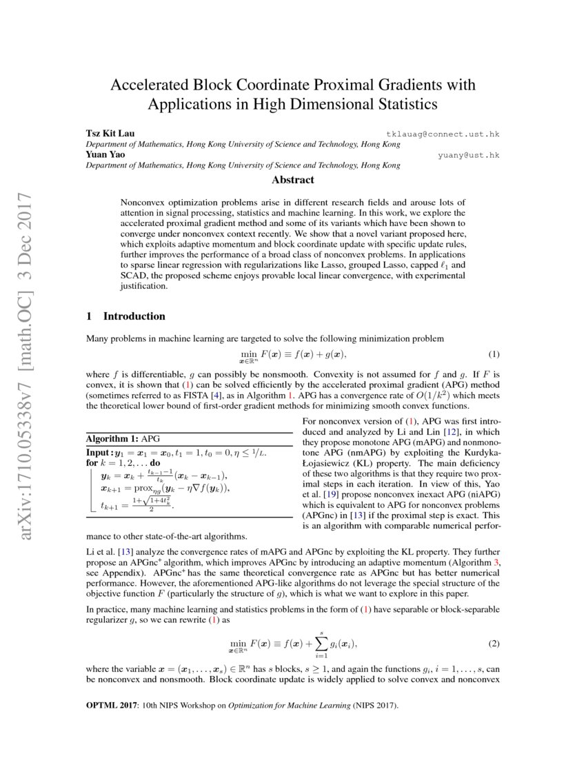 Accelerated Block Coordinate Proximal Gradients With Applications In High Dimensional Statistics