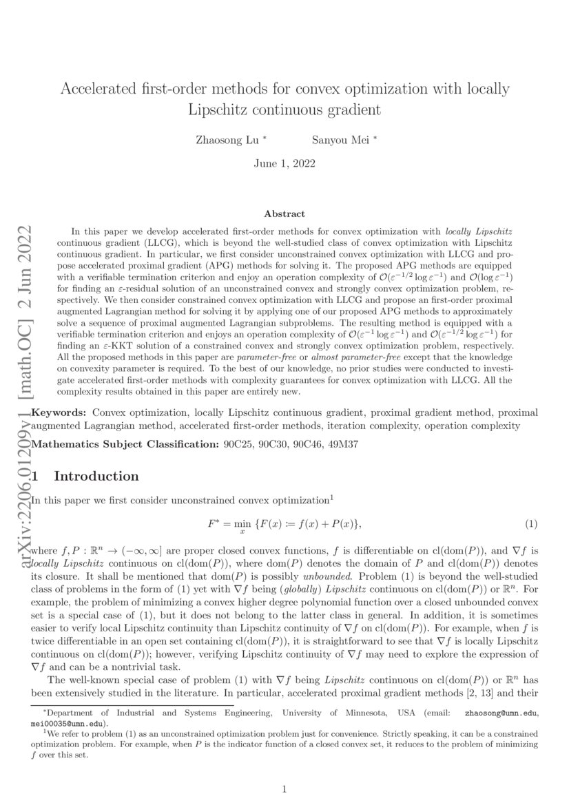 Accelerated First Order Methods For Convex Optimization With Locally