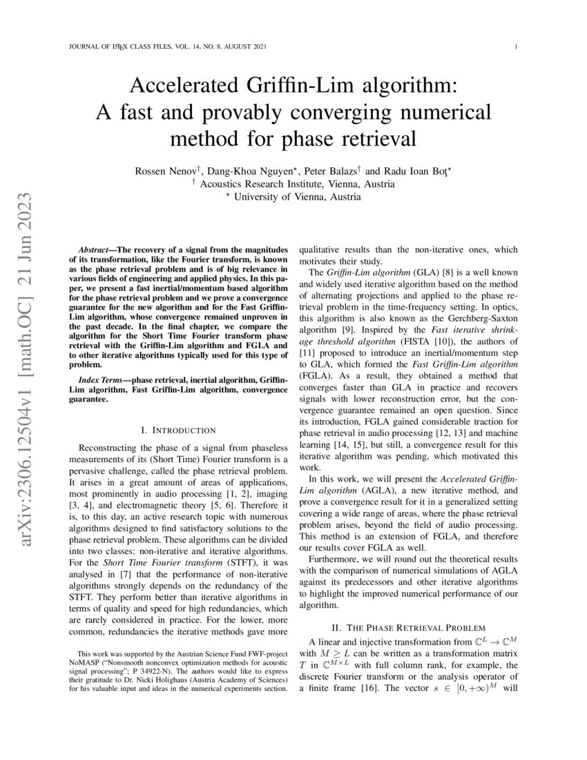 Accelerated Griffin-Lim algorithm: A fast and provably converging ...