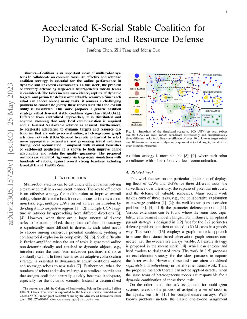 Accelerated K-Serial Stable Coalition for Dynamic Capture and Resource ...