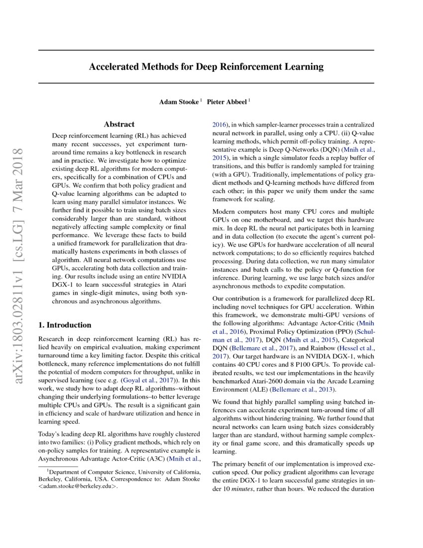 Accelerated Methods for Deep Reinforcement Learning | DeepAI