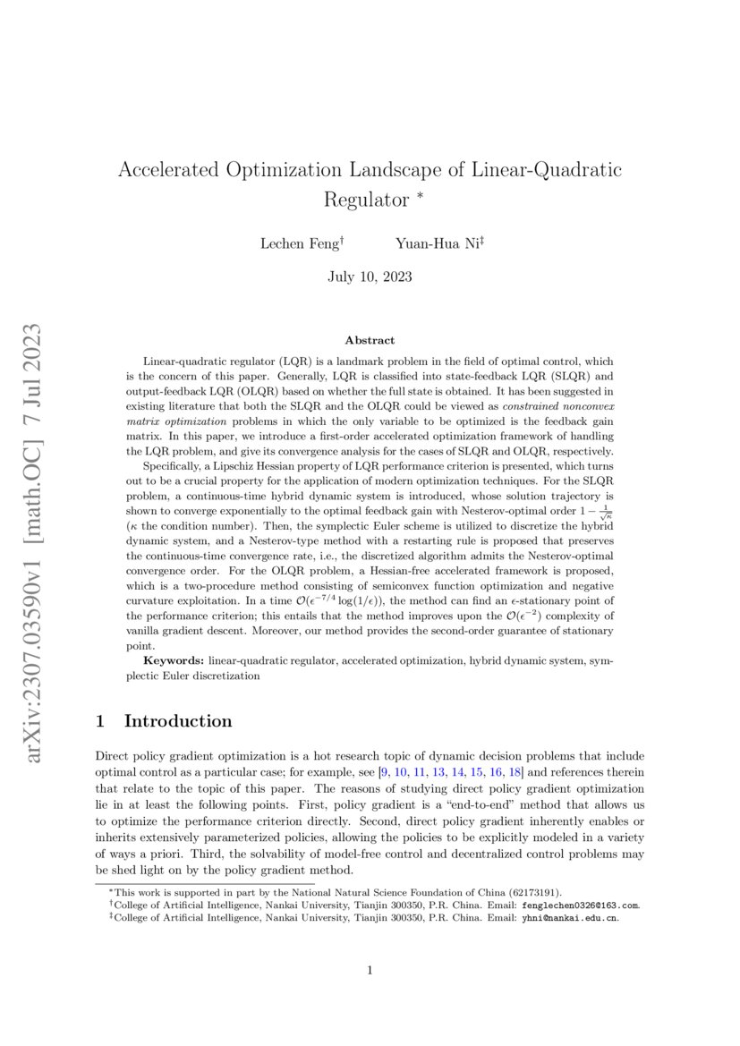 Accelerated Optimization Landscape Of Linear Quadratic Regulator Deepai