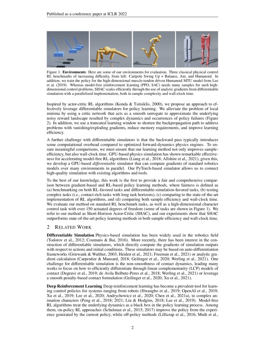 Accelerated Policy Learning with Parallel Differentiable Simulation | DeepAI