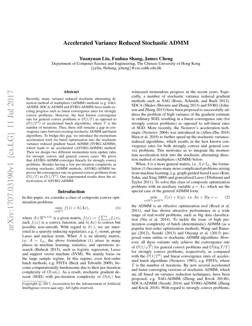 Accelerated Variance Reduced Stochastic Admm Deepai