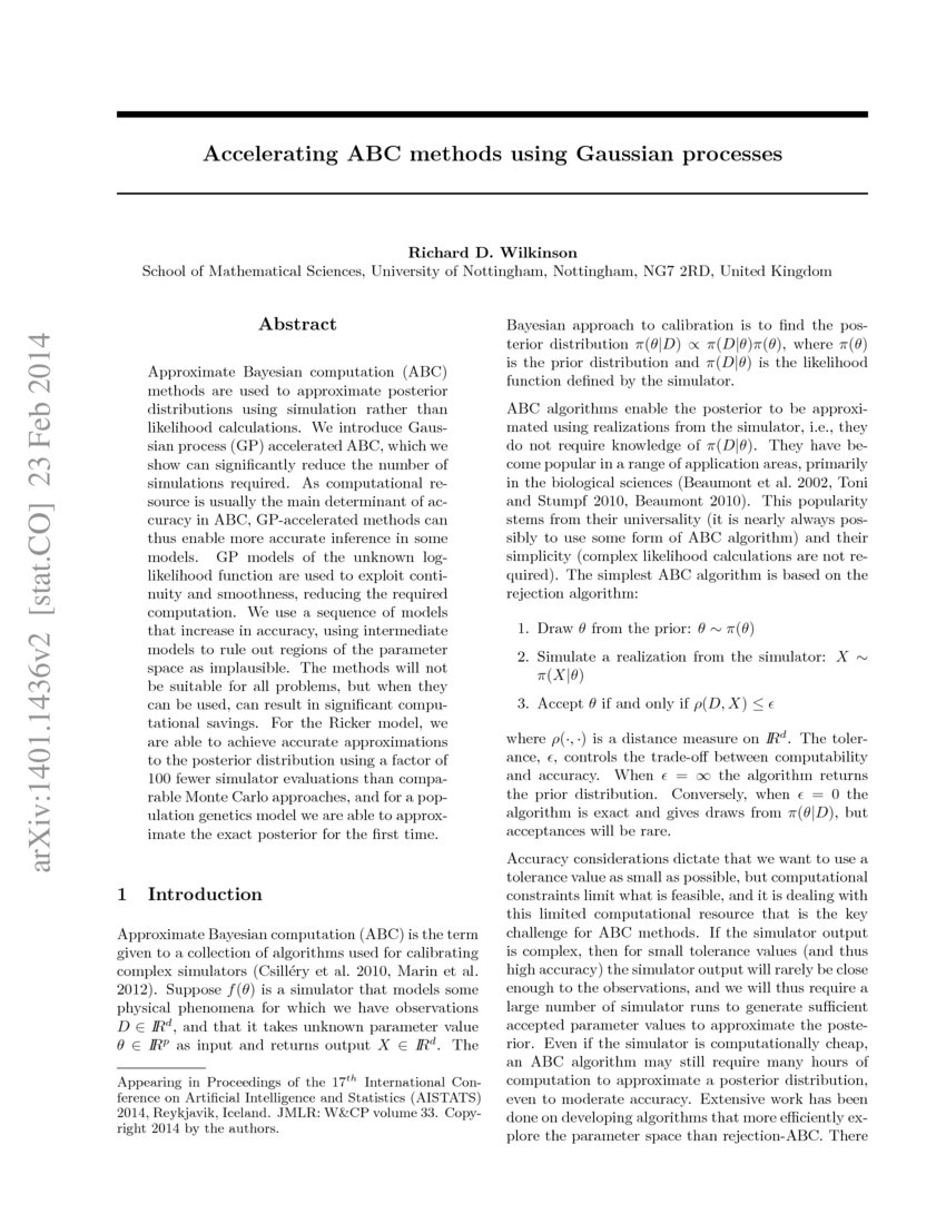 Accelerating ABC methods using Gaussian processes | DeepAI