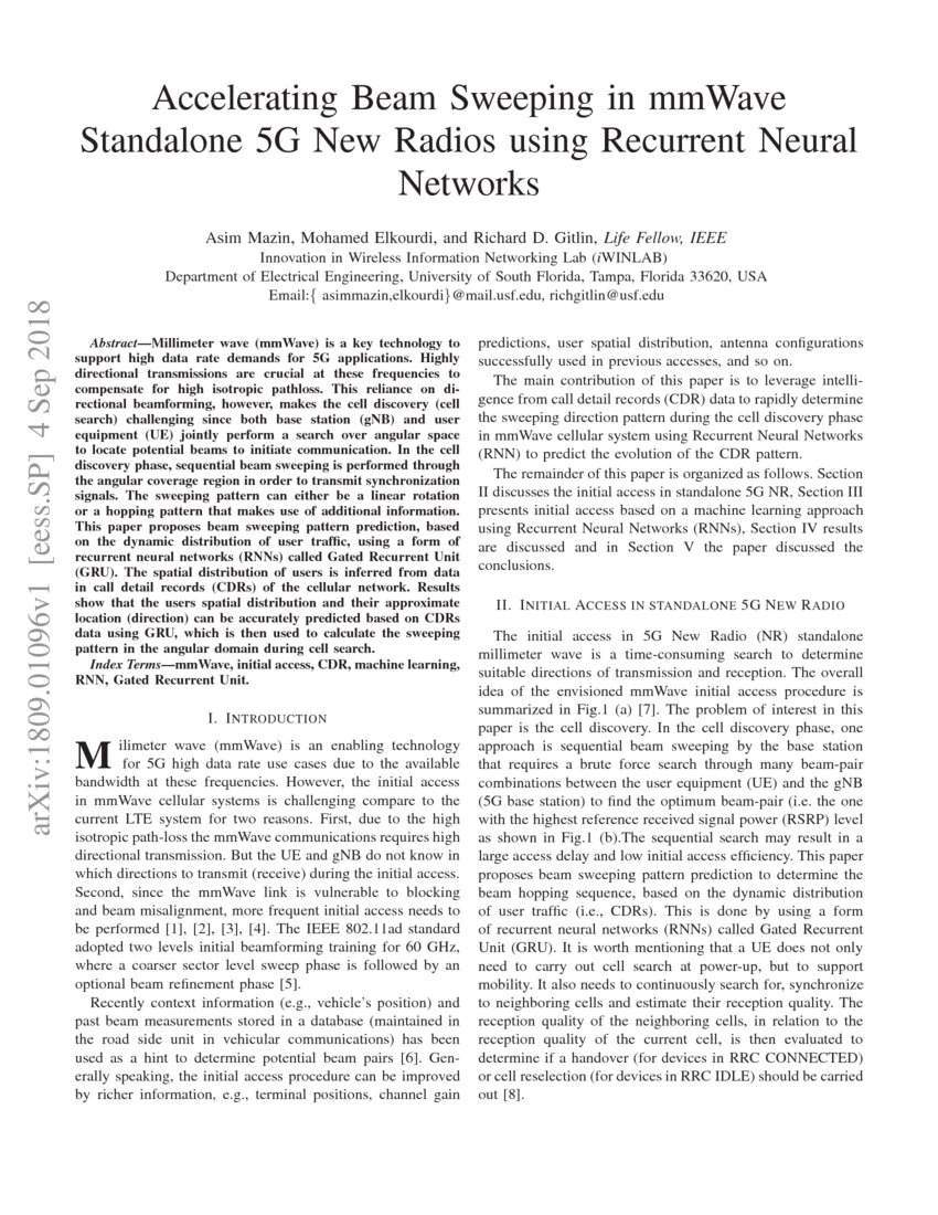 Accelerating Beam Sweeping in mmWave Standalone 5G New Radios using ...