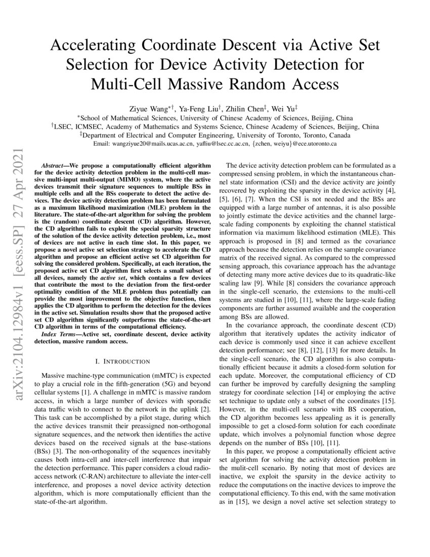 Accelerating Coordinate Descent Via Active Set Selection For Device