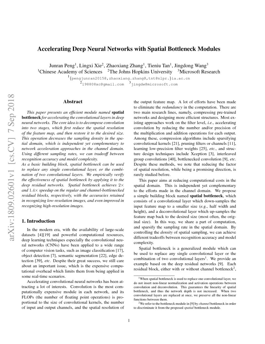 Accelerating Deep Neural Networks with Spatial Bottleneck Modules | DeepAI