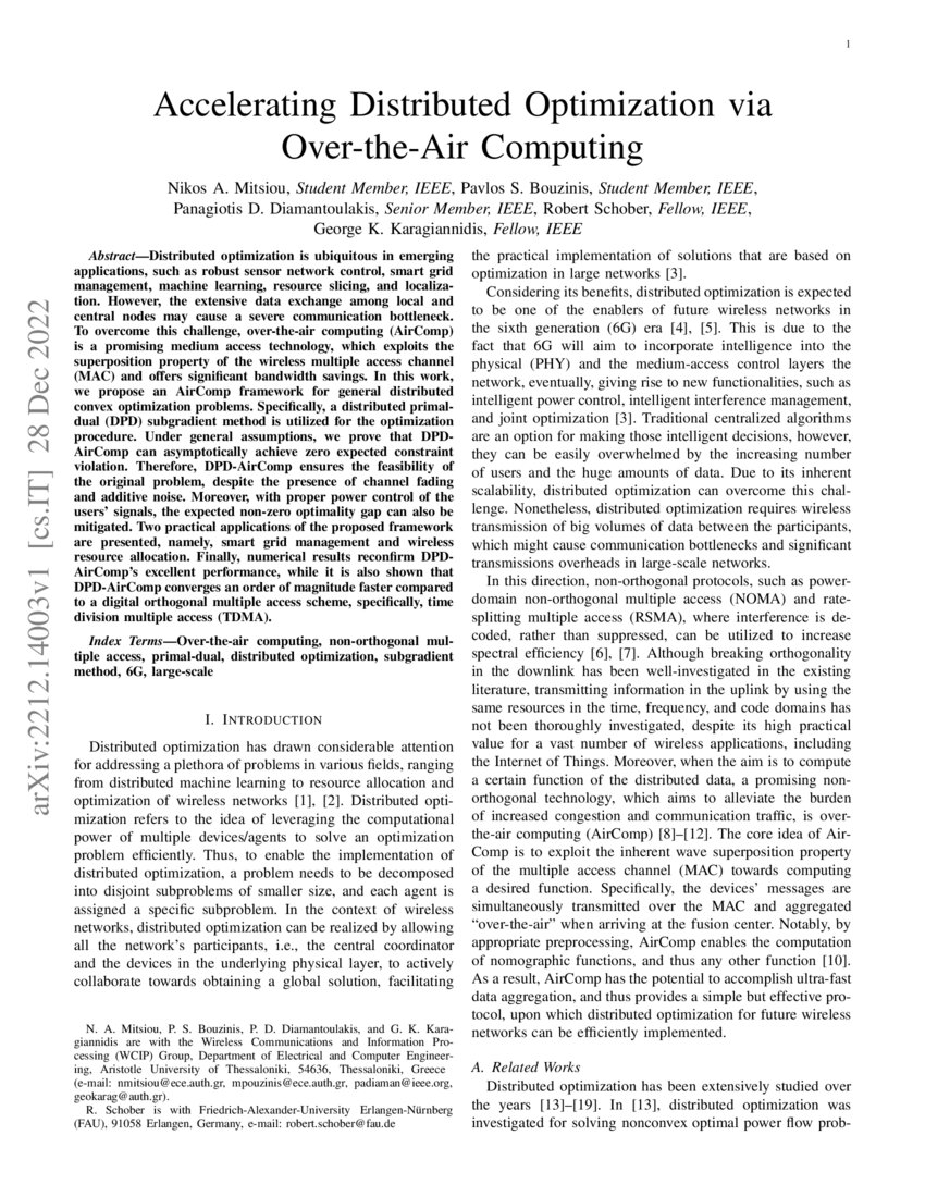 Accelerating Distributed Optimization via Over-the-Air Computing | DeepAI Accelerating Distributed Optimization via Over-the-Air Computing | DeepAI