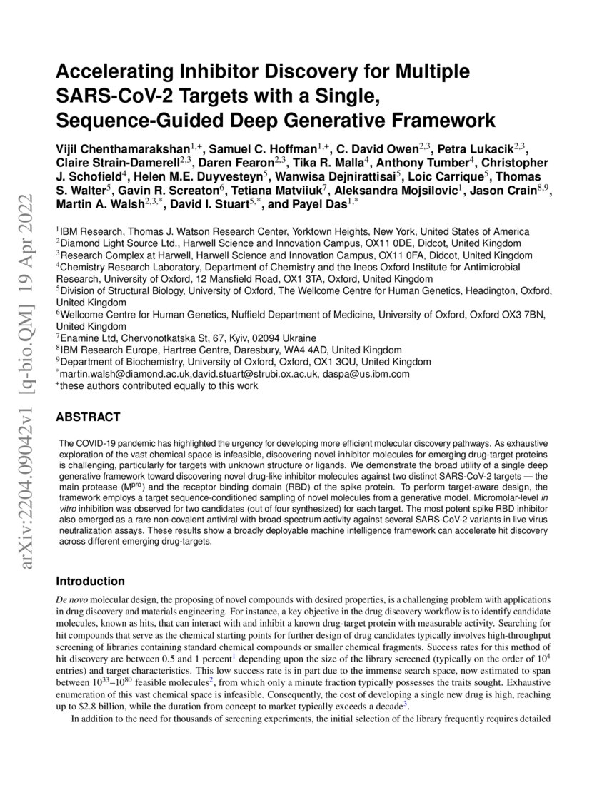 Accelerating Inhibitor Discovery For Multiple Sars Cov 2 Targets With A Single Sequence Guided