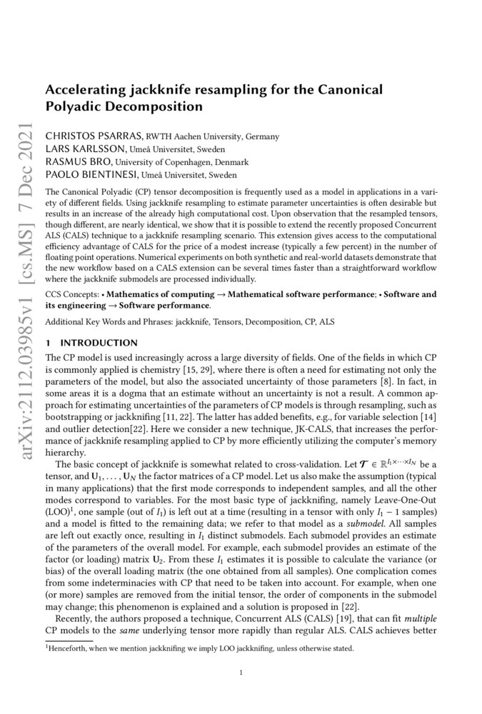Accelerating jackknife resampling for the Canonical Polyadic ...