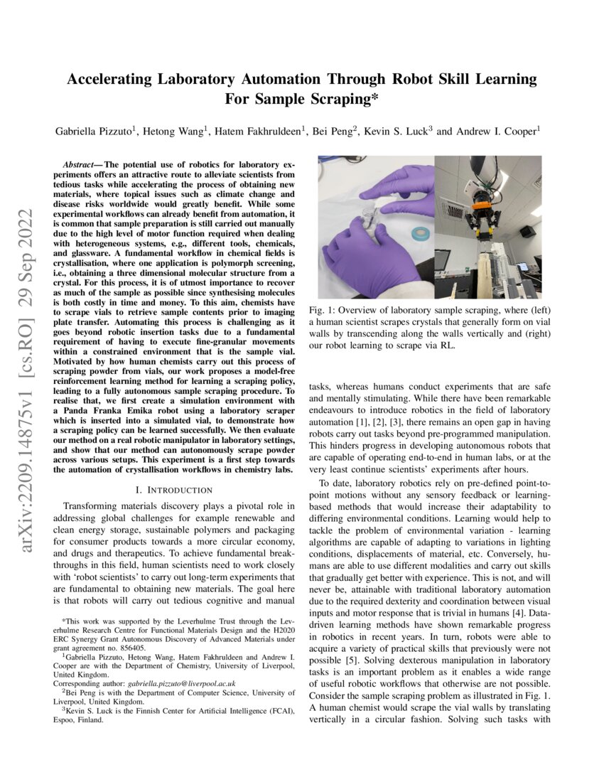 Accelerating Laboratory Automation Through Robot Skill Learning For Sample Scraping | DeepAI