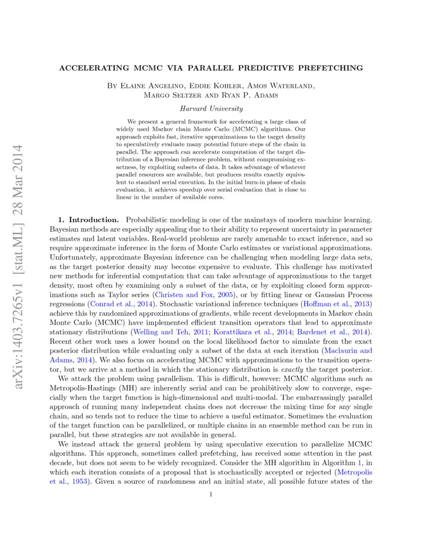 Accelerating MCMC via Parallel Predictive Prefetching | DeepAI