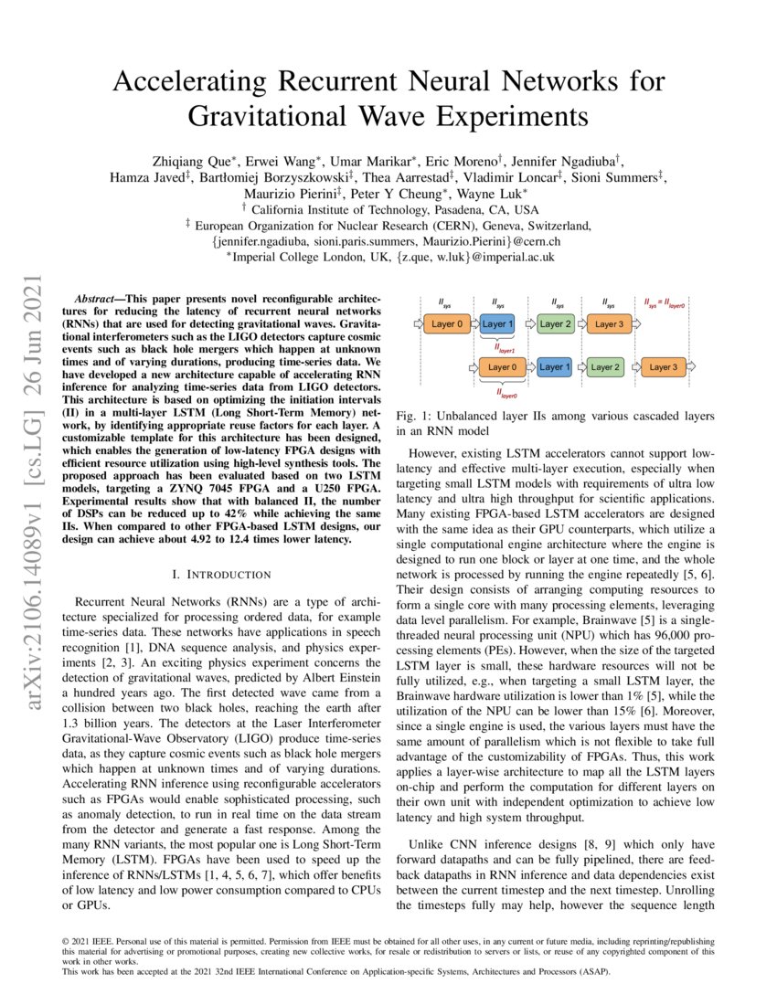 Accelerating Recurrent Neural Networks For Gravitational Wave Experiments Deepai
