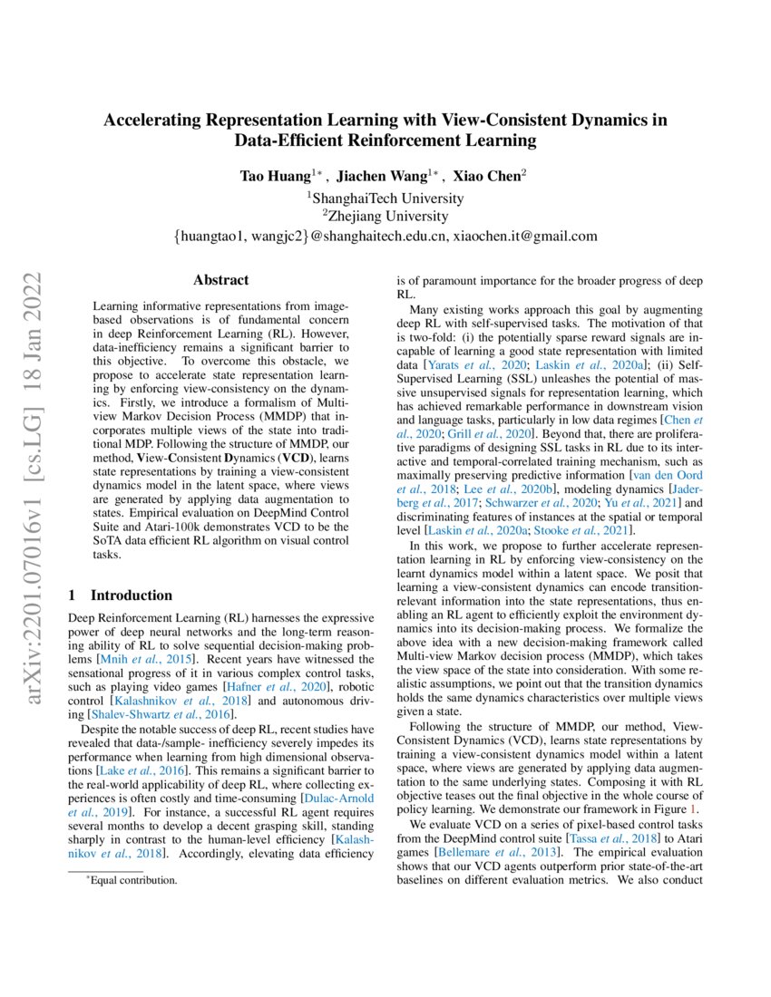 Accelerating Representation Learning With View Consistent Dynamics In Data Efficient
