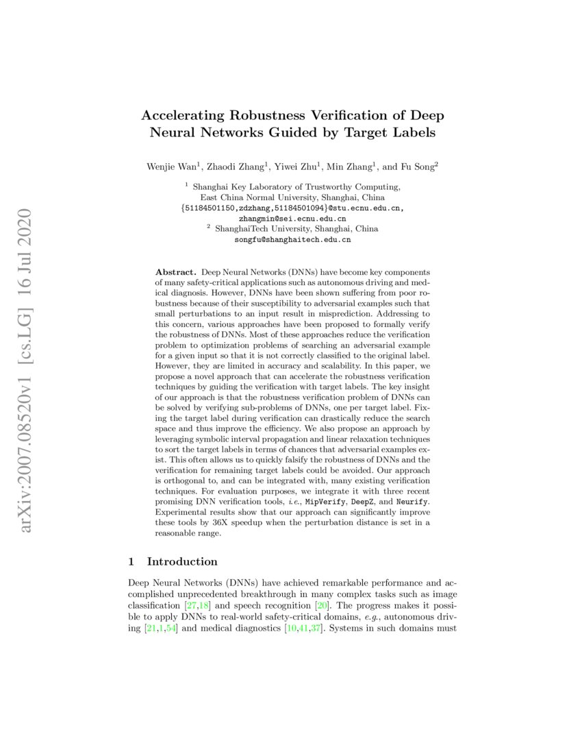 Accelerating Robustness Verification Of Deep Neural Networks Guided By Target Labels Deepai