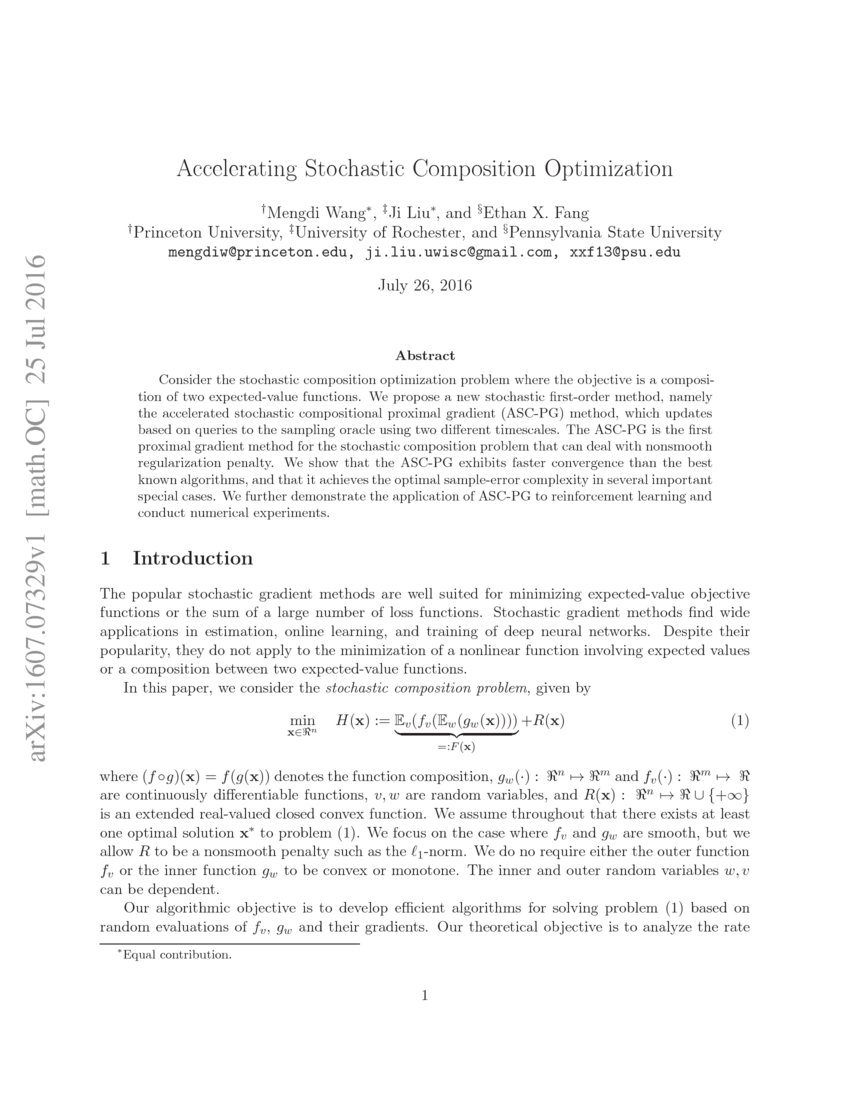 Accelerating Stochastic Composition Optimization | DeepAI