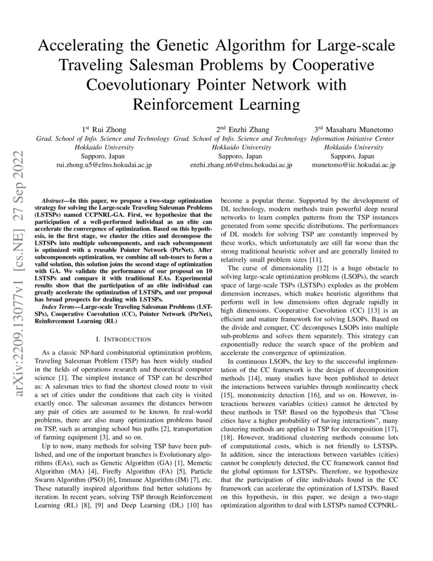 Accelerating The Genetic Algorithm For Large Scale Traveling Salesman Problems By Cooperative 1633