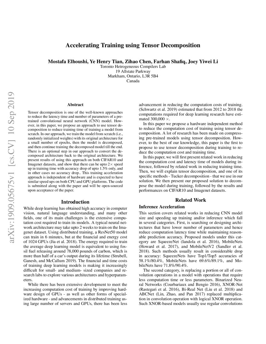 Accelerating Training Using Tensor Decomposition Deepai 1216