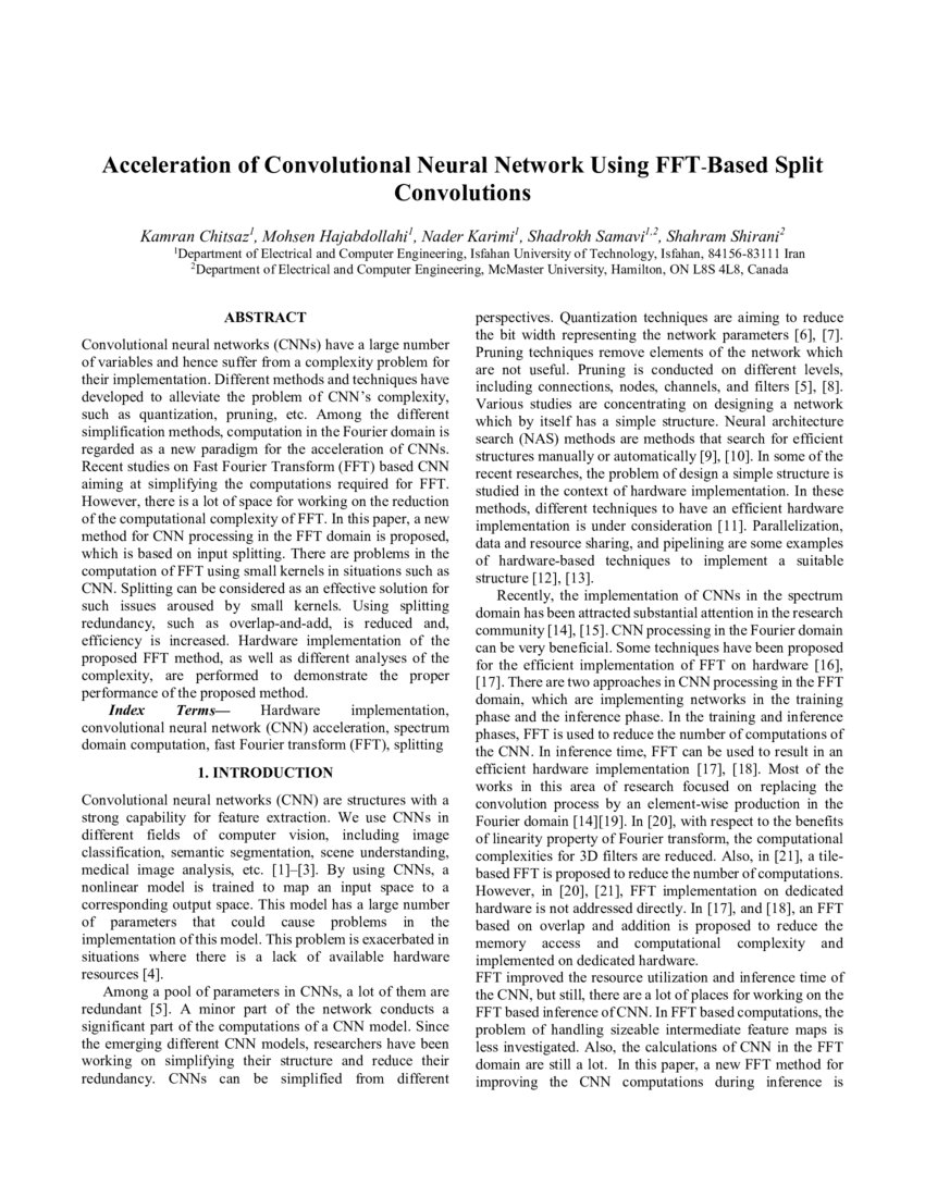 Acceleration Of Convolutional Neural Network Using Fft Based Split Convolutions Deepai