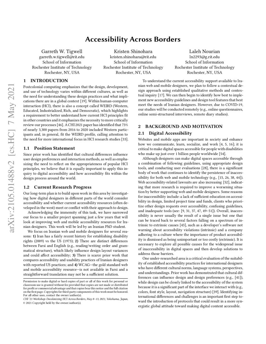 Accessibility Across Borders | DeepAI