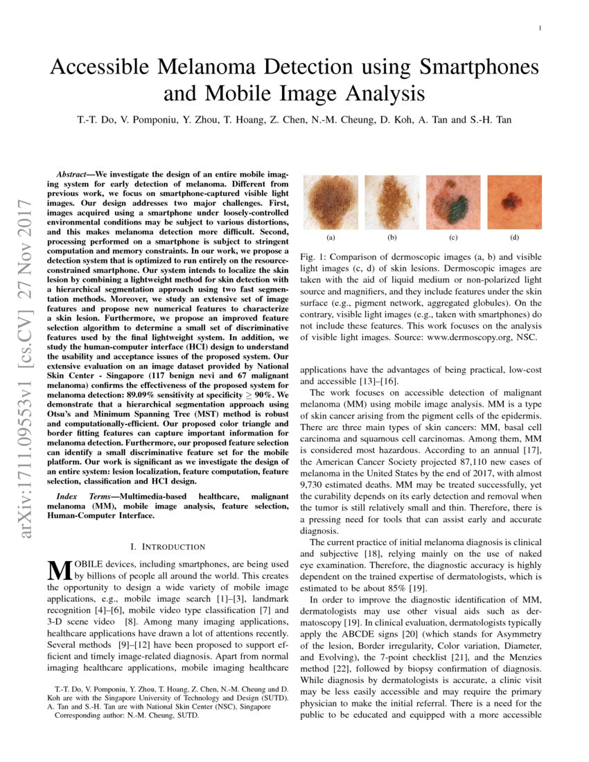 Accessible Melanoma Detection using Smartphones and Mobile Image ...