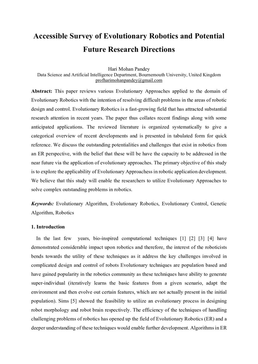 Accessible Survey Of Evolutionary Robotics And Potential Future