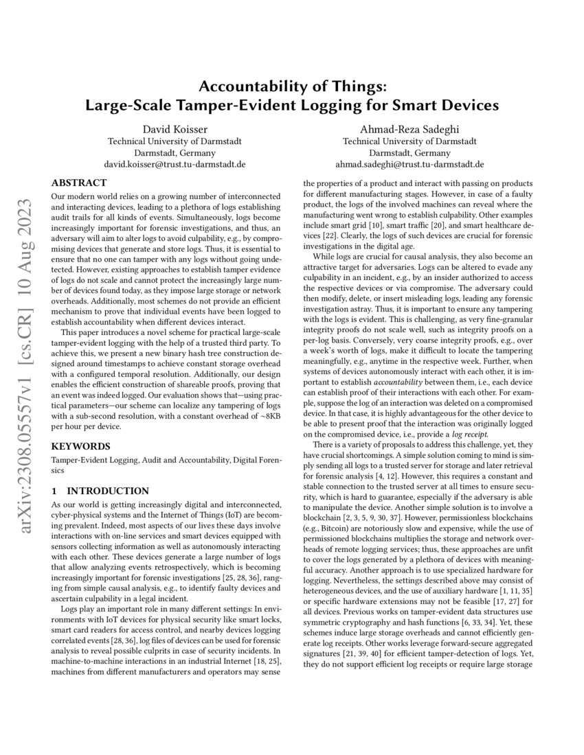 Accountability of Things: Large-Scale Tamper-Evident Logging for Smart ...