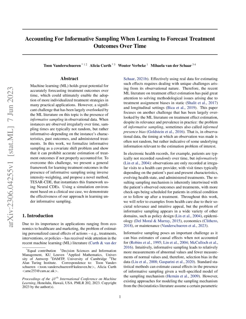 Accounting For Informative Sampling When Learning To Forecast Treatment