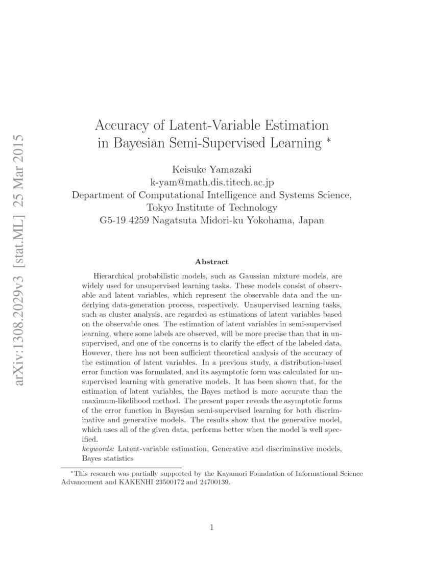 Accuracy of Latent-Variable Estimation in Bayesian Semi-Supervised ... Accuracy of Latent-Variable Estimation in Bayesian Semi-Supervised ...
