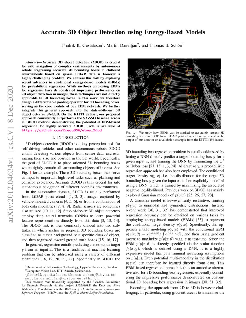 Accurate 3d Object Detection Using Energy Based Models Deepai