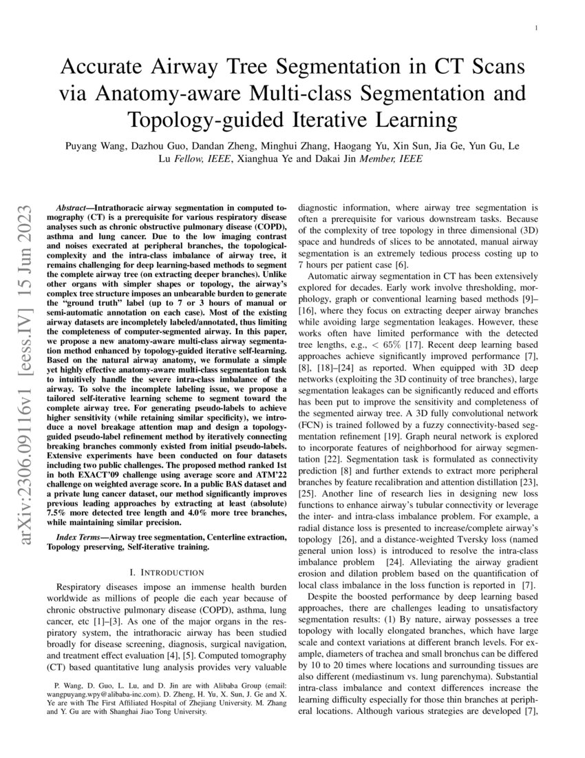 Accurate Airway Tree Segmentation In Ct Scans Via Anatomy Aware Multi Class Segmentation And